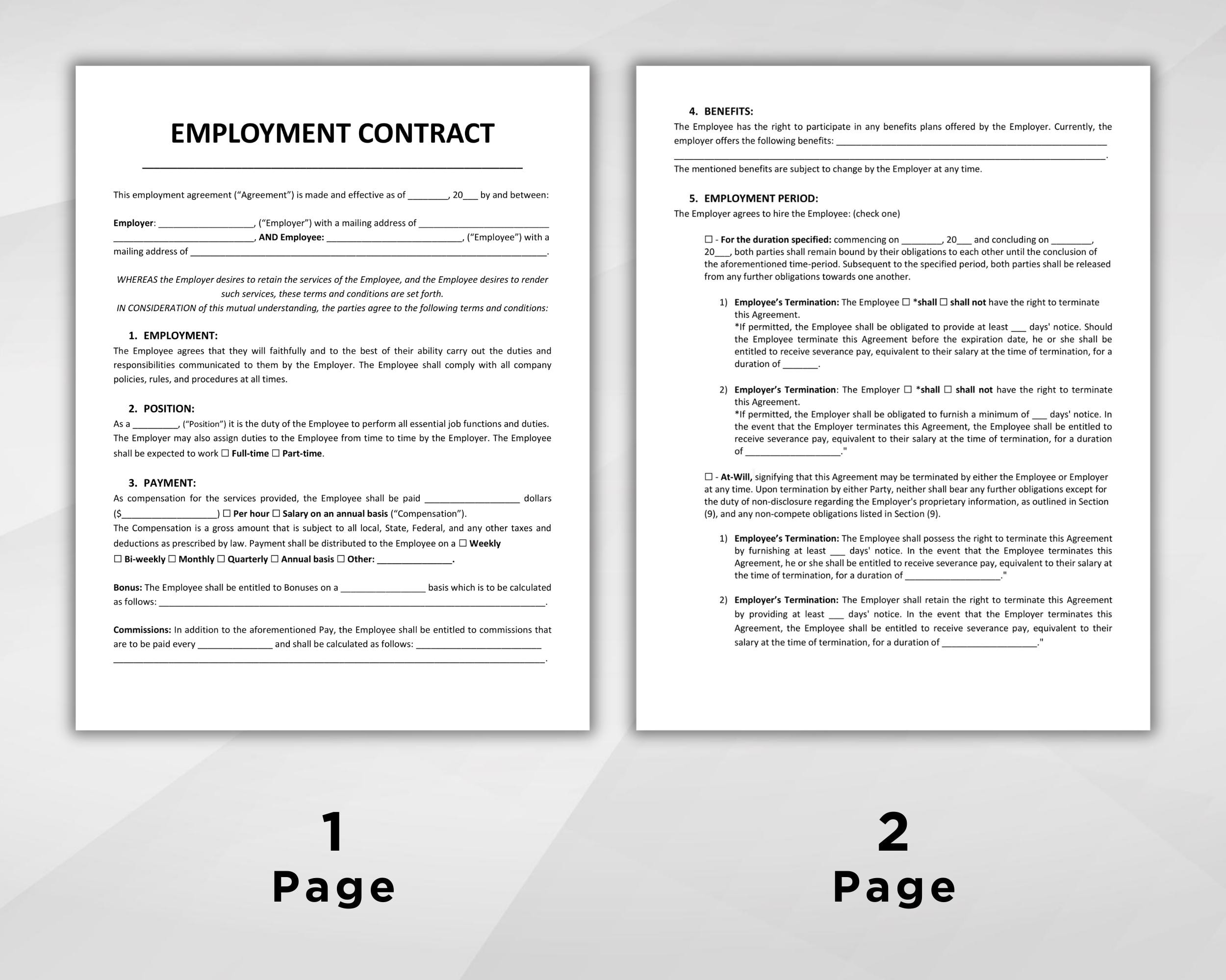 Employment Contract Agreement. Employment Service Contract Templates ...