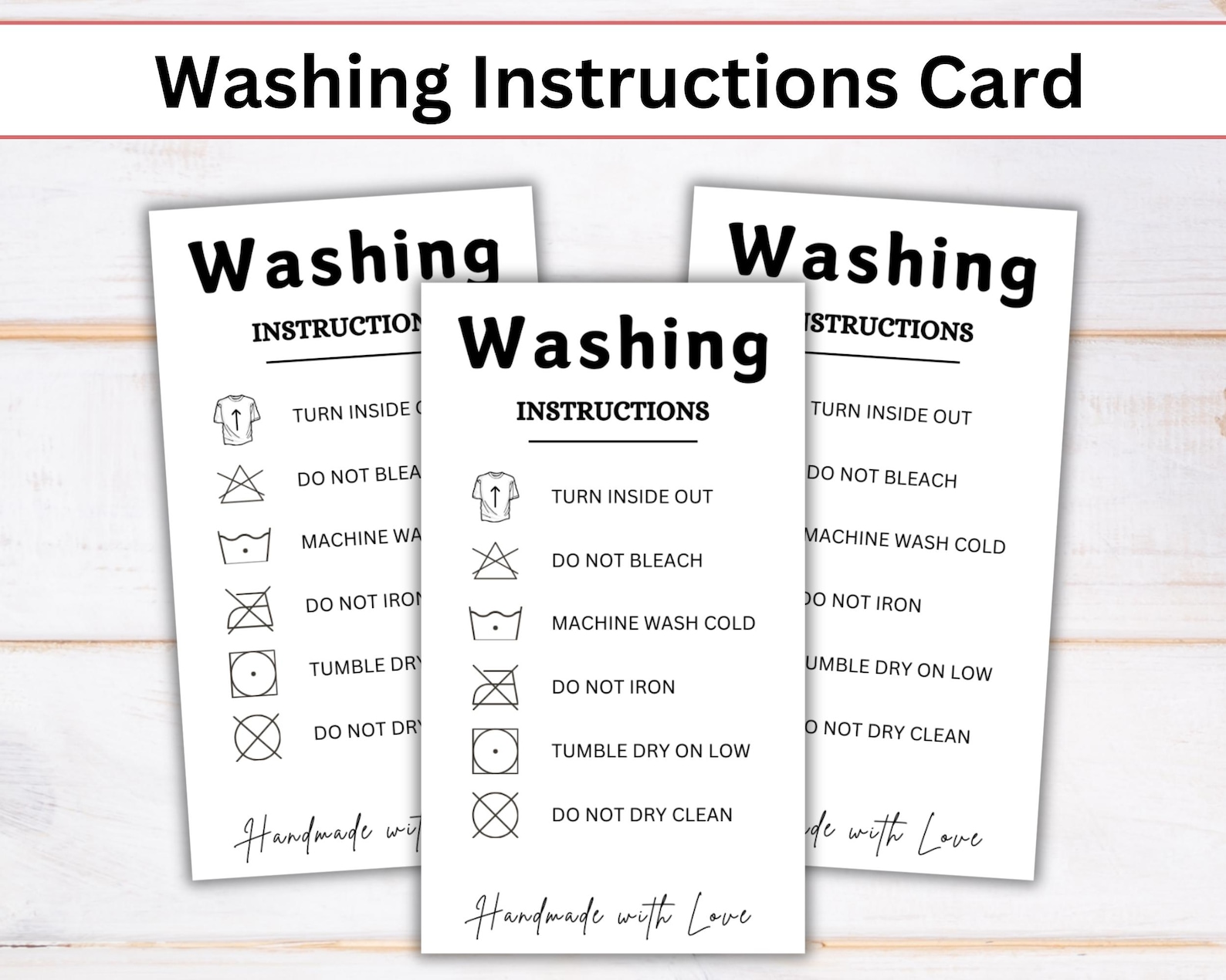Clothing Washing Instructions Printable, Washing Instruction Card ...