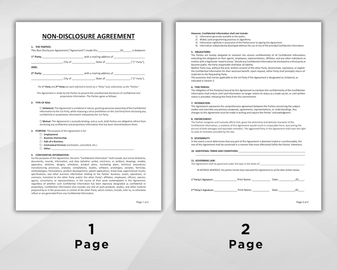 Non-disclosure Agreement Template. NDA Forms. Confidential Disclosure ...