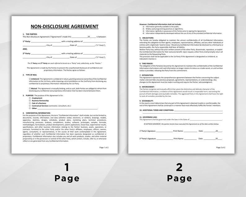 Non-disclosure Agreement Template. NDA Forms. Confidential Disclosure ...