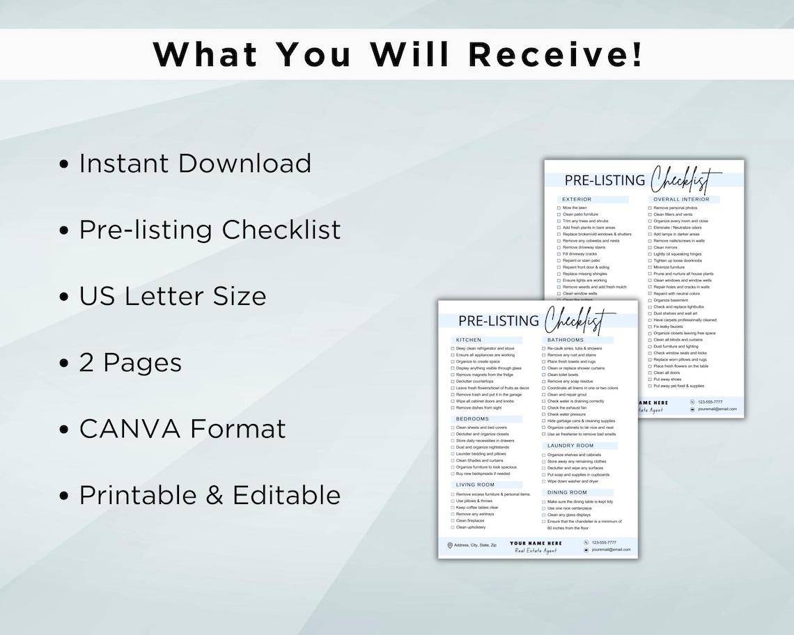 Real Estate Pre-listing Checklist. Realtor Marketing. Home Selling ...