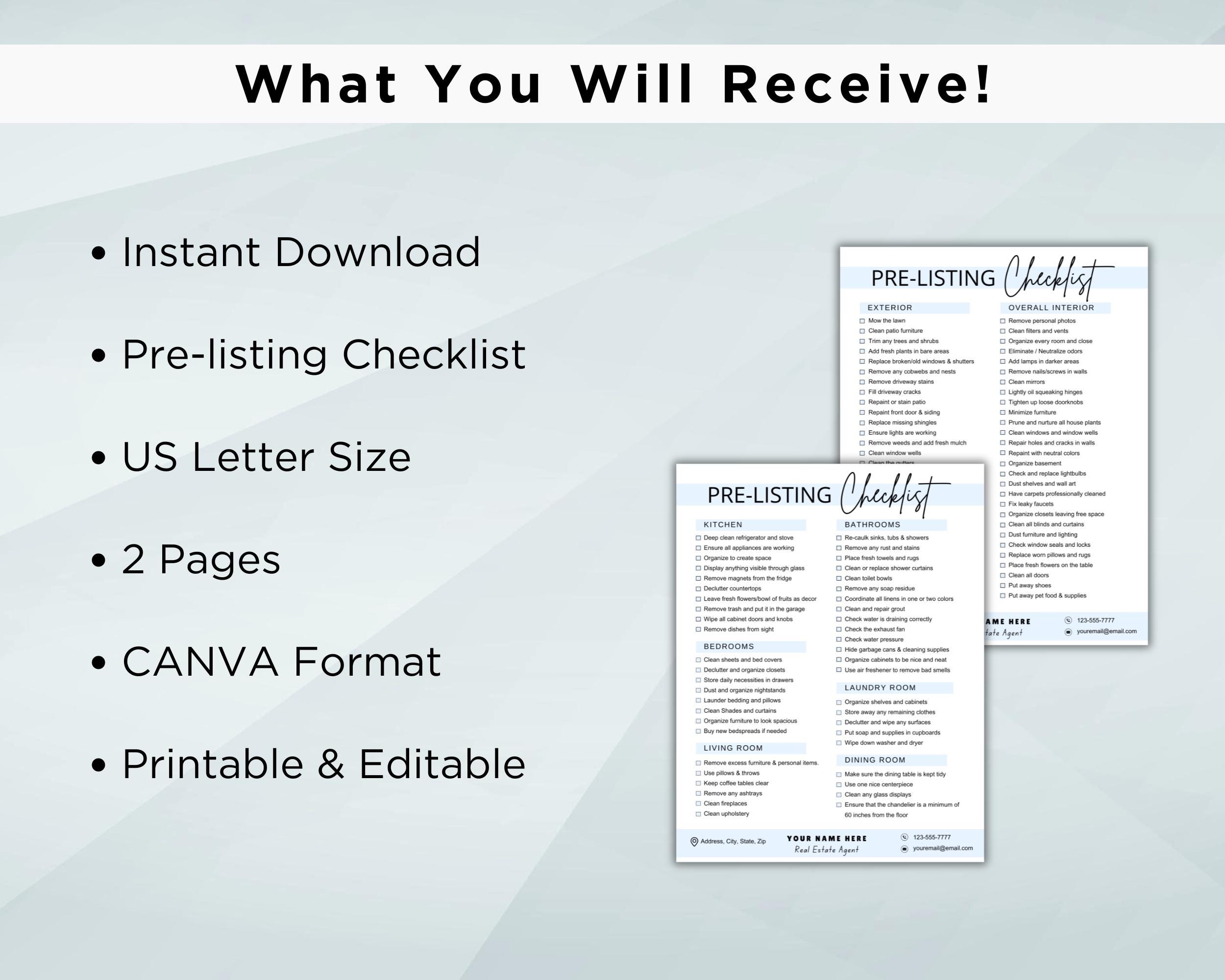 Real Estate Pre-listing Checklist. Realtor Marketing. Home Selling ...