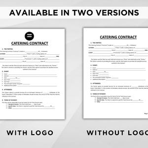 Catering Contract Template. Catering Service Contract. Editable ...