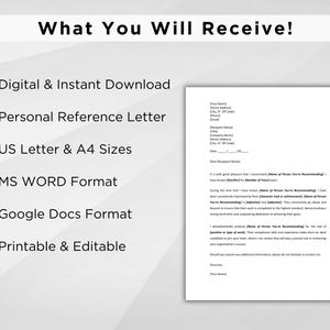 Personal Reference Letter Template. Printable Letter of Recommendation ...