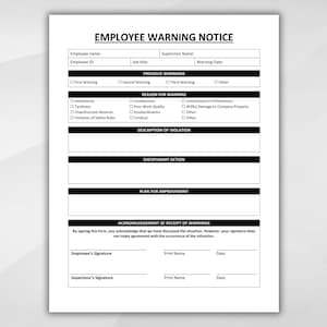 Editable Employee Warning Notice Template. Employee Discipline Form ...