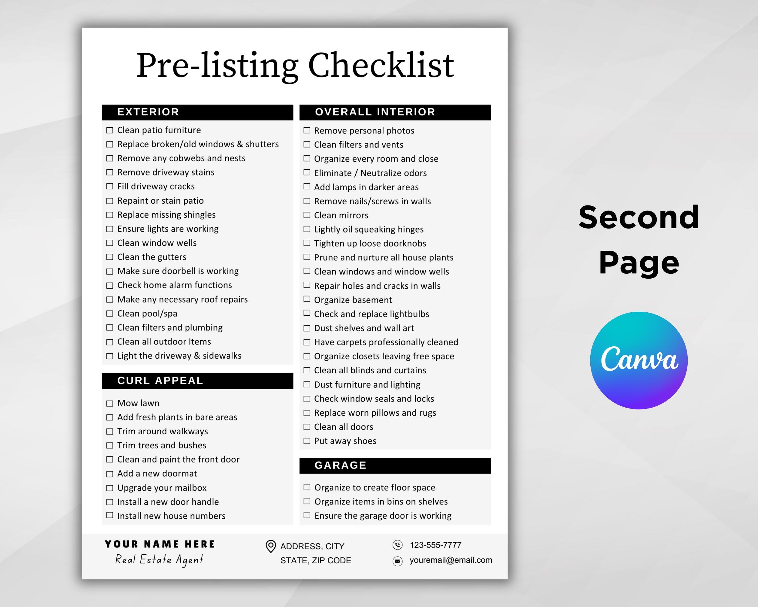 Editable Pre-listing Checklist. Realtor Template. Home Seller Checklist ...