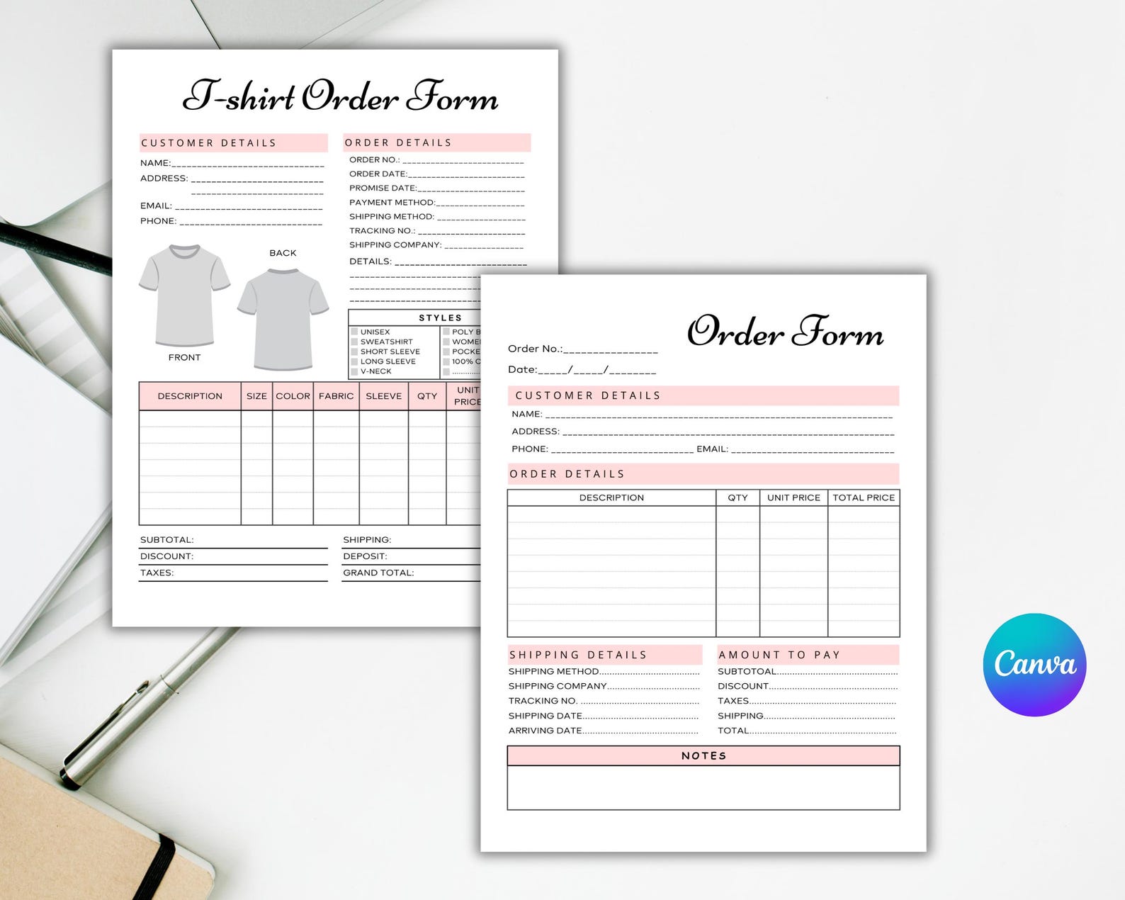 Small Business Forms Bundle. Forms for Crafters. Printable Invoice ...