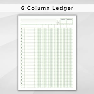 Accounting Ledger. 2-6 Columns Ledger. Columnar Paper. Digital Ledger ...