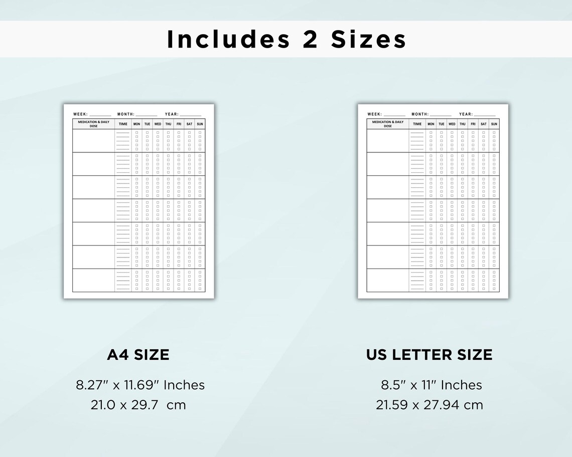 PRINTABLE Medication Tracker. Medication Log. Daily Medication Sheet ...