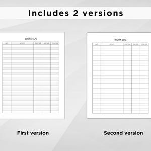 Work Log Printable. Time Sheet Log. Time Tracker. Working Hours Log ...
