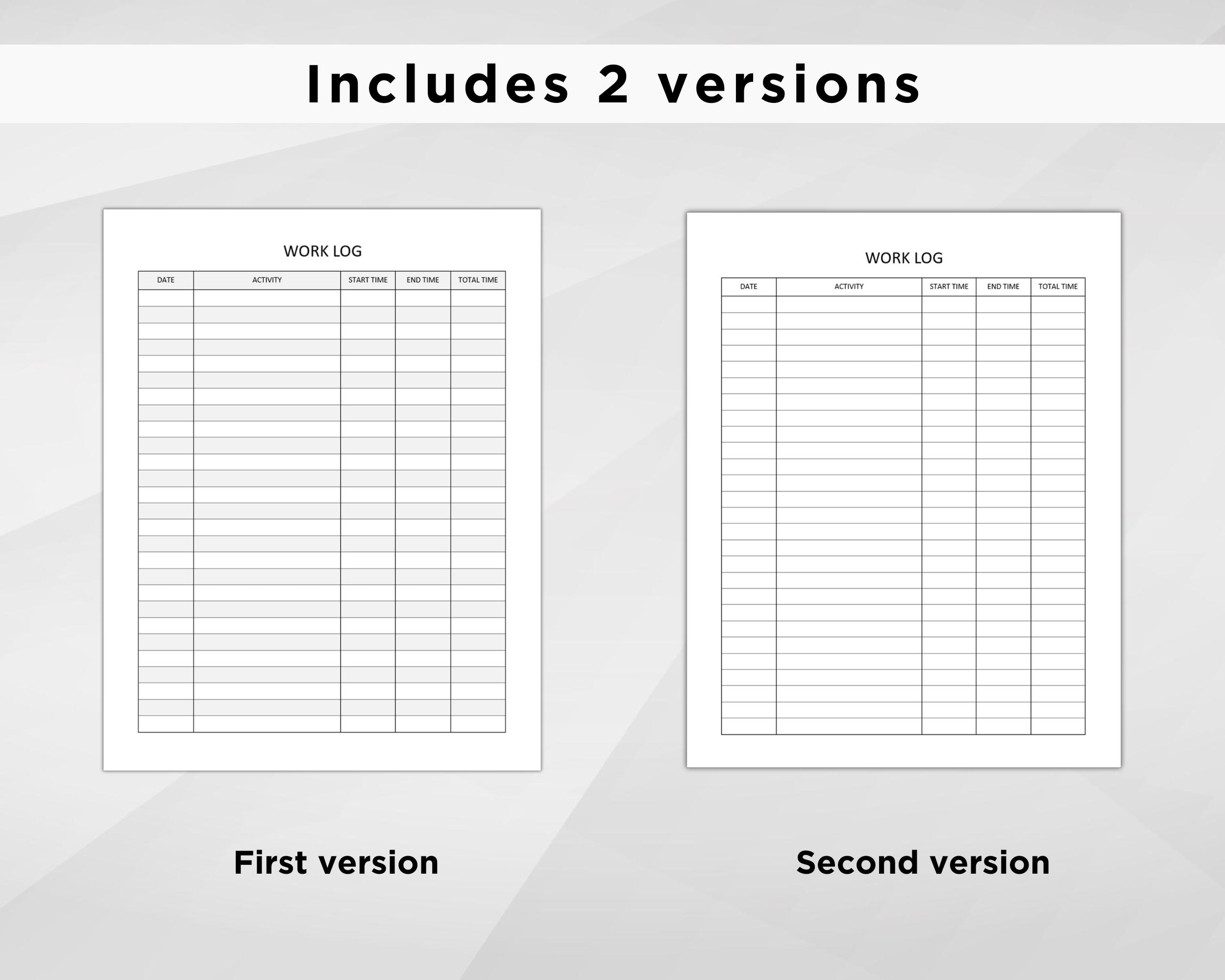 Work Log Printable. Time Sheet Log. Time Tracker. Working Hours Log ...