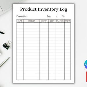 Editable Inventory Tracker. Inventory Log. Product Inventory. Inventory ...