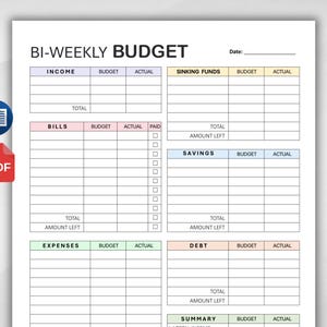EDITABLE Biweekly Budget Planner. Paycheck Budget Tracker. Finance ...