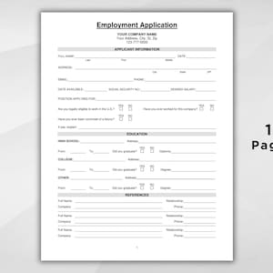 Printable Employee Application. Job Application Template. Application ...