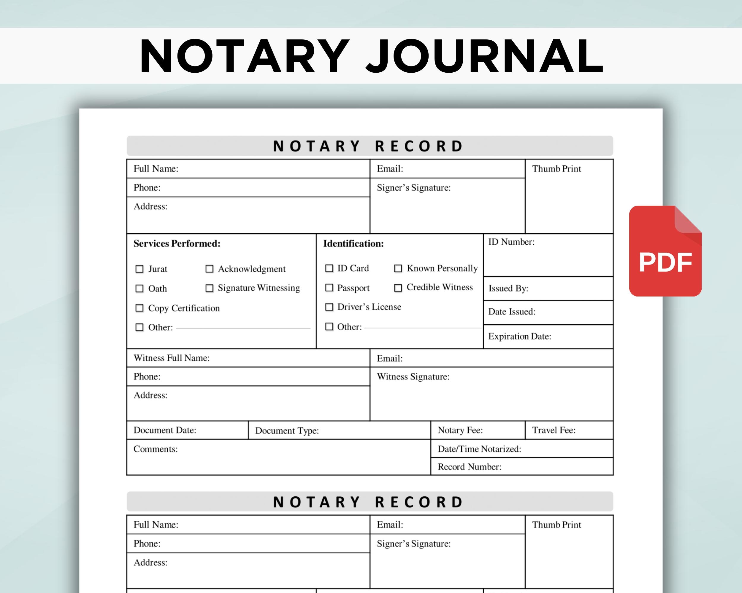 Notary Journal. Notary Log. Notary Public Record Book. Notary Book ...