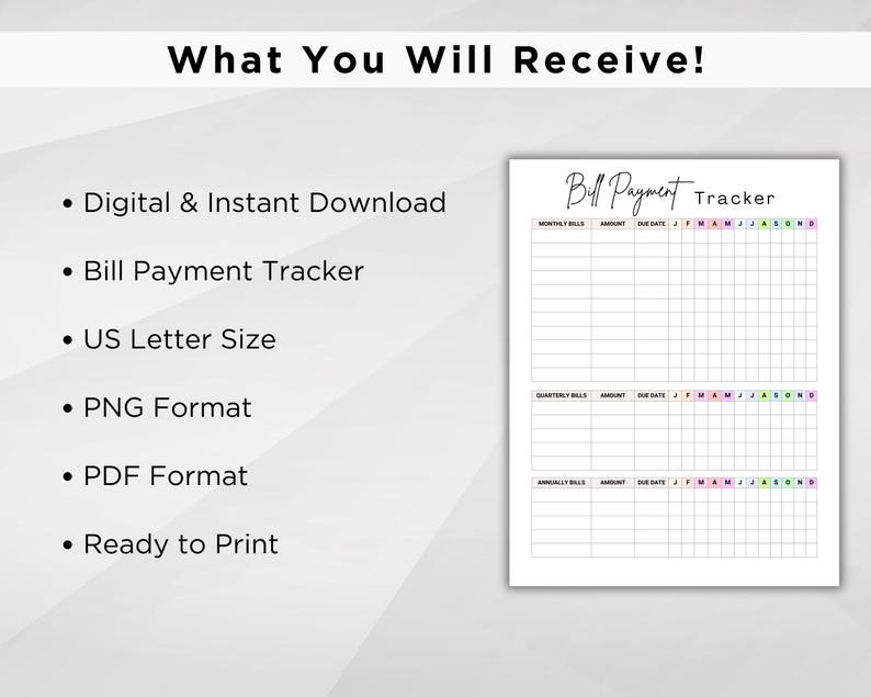 Yearly Bill Payment Tracker | Monthly Bill Log | Bill Payment Log ...