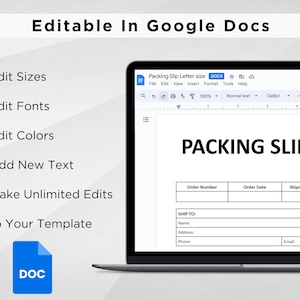 Editable Packing Slip Template. Customer Packing Slip. Printable ...