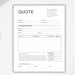 Printable Quote Template. Quote Form. Job Proposal. Price Estimate for ...