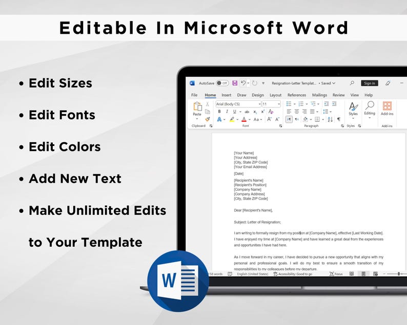 Professional Resignation Letter Template. Letter of Resignation ...