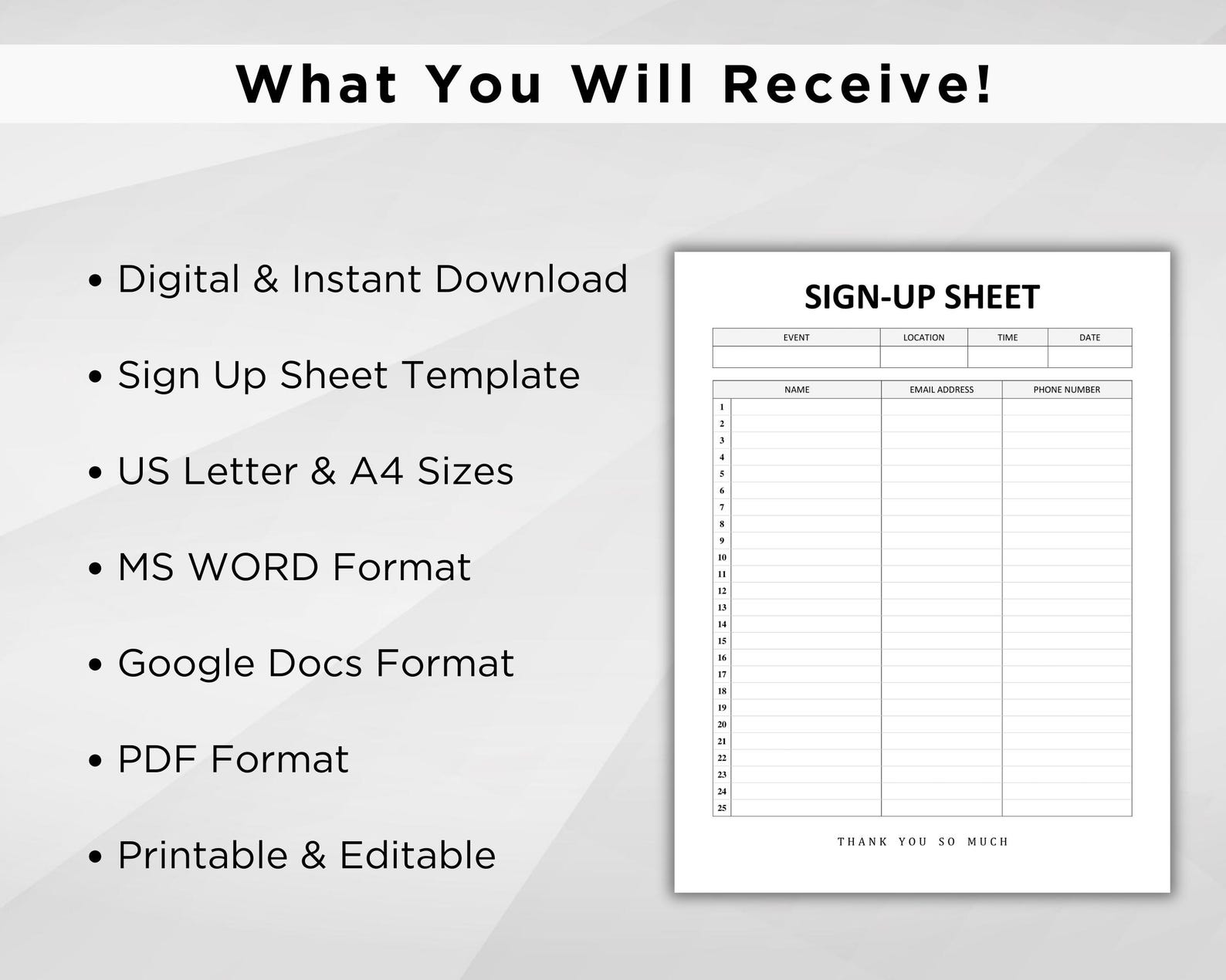 Printable Sign up Sheet. Editable Sign up Template. Event Sign Up. Sign ...
