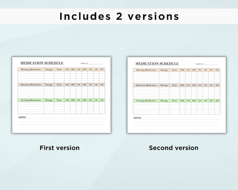 Printable Medication Schedule. Weekly Medication Tracker. Medication ...