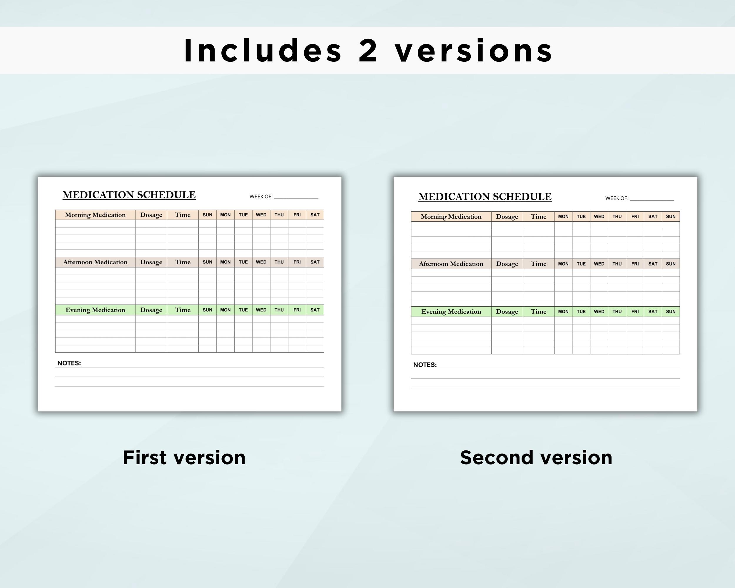Printable Medication Schedule. Weekly Medication Tracker. Medication ...