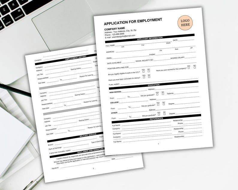 Employment Application Template. Printable HR Template. New Employee ...