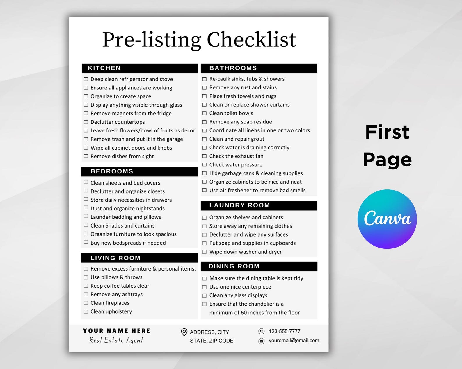 Editable Pre-listing Checklist. Realtor Template. Home Seller Checklist ...