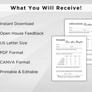 Open House Feedback Form. Printable Real Estate Open House ...