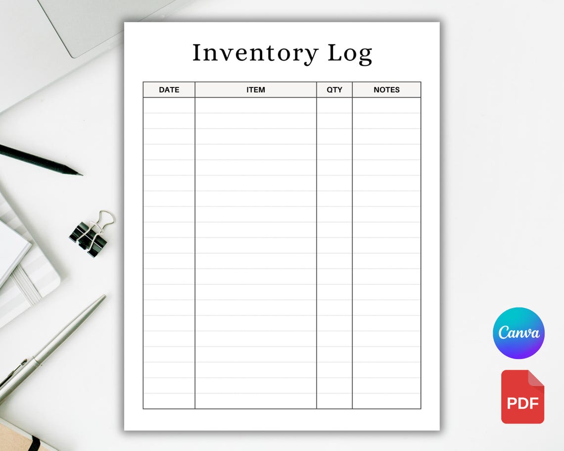 Editable Inventory Tracker. Inventory Log. Product Inventory. Inventory ...