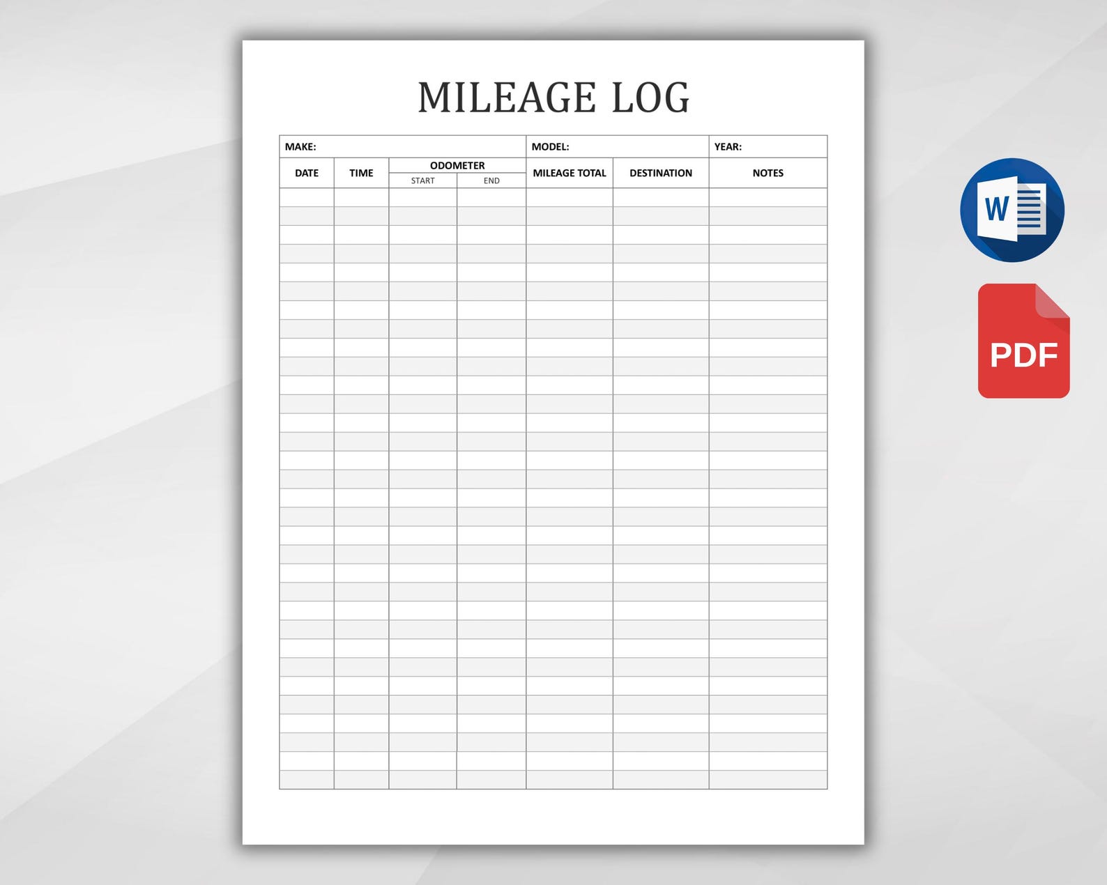 Mileage Tracker. Printable Mileage Log. Work Trip Miles Tracker ...