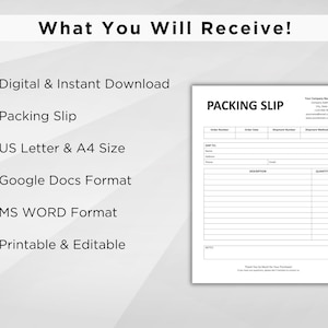Editable Packing Slip Template. Customer Packing Slip. Printable ...