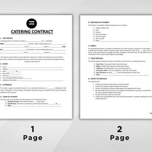 Catering Contract Template. Catering Service Contract. Editable ...