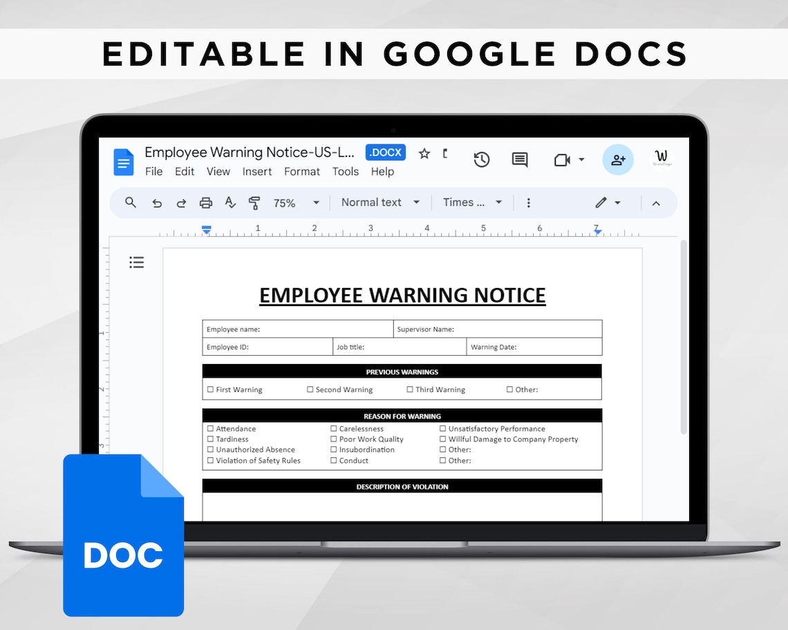 Editable Employee Warning Notice Template. Employee Discipline Form ...