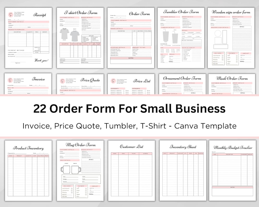 Small Business Forms Bundle. Forms for Crafters. Printable Invoice ...