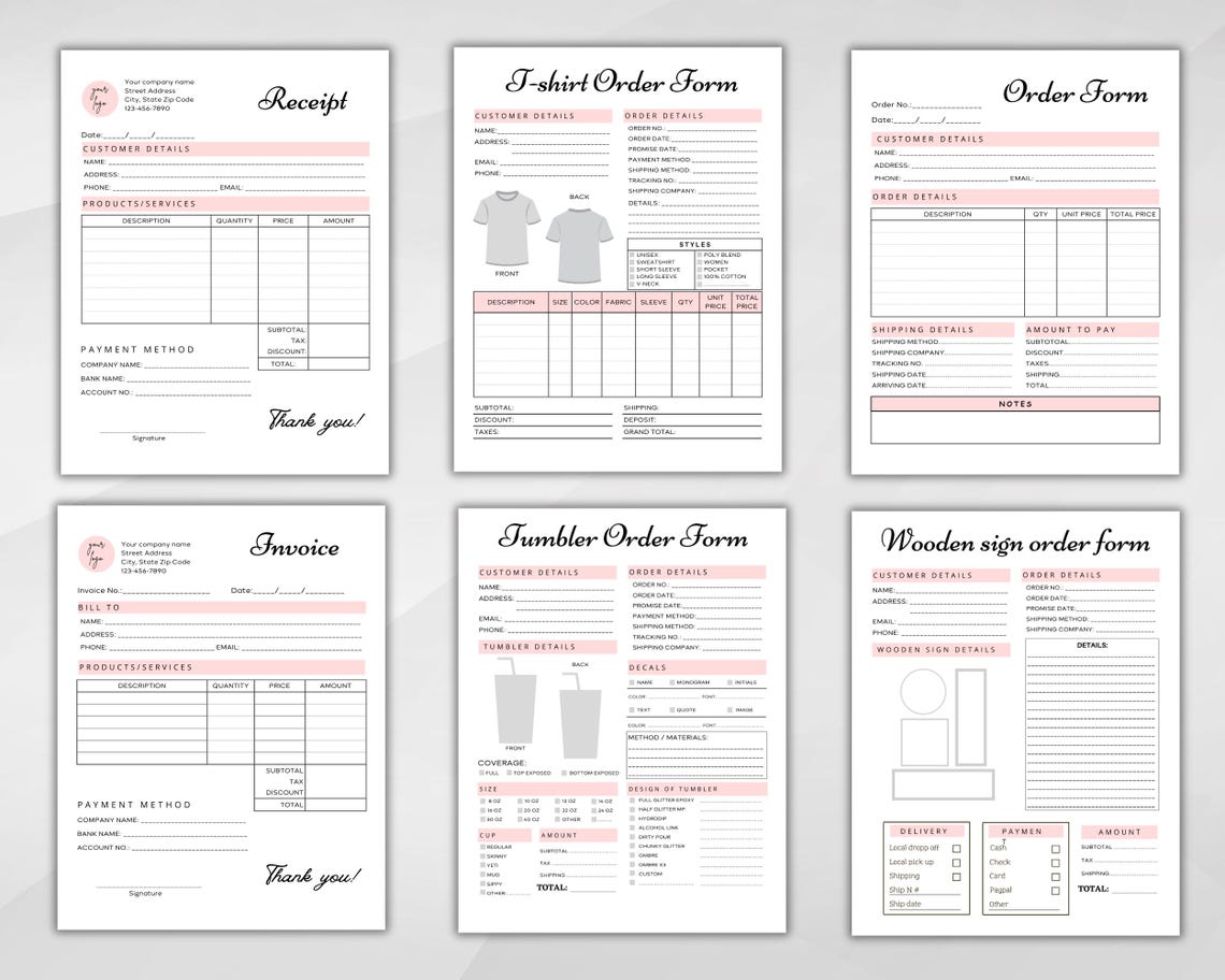 Small Business Forms Bundle. Forms for Crafters. Printable Invoice ...