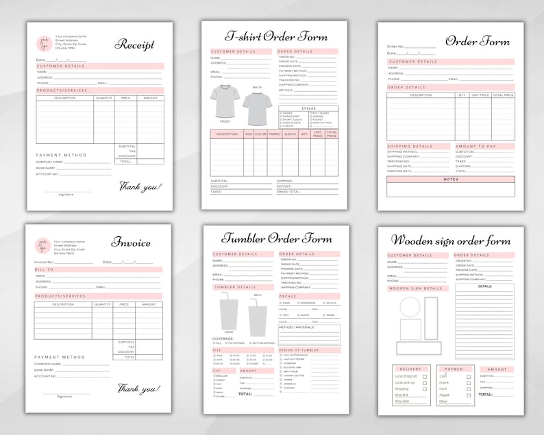 Small Business Forms Bundle. Forms for Crafters. Printable Invoice ...