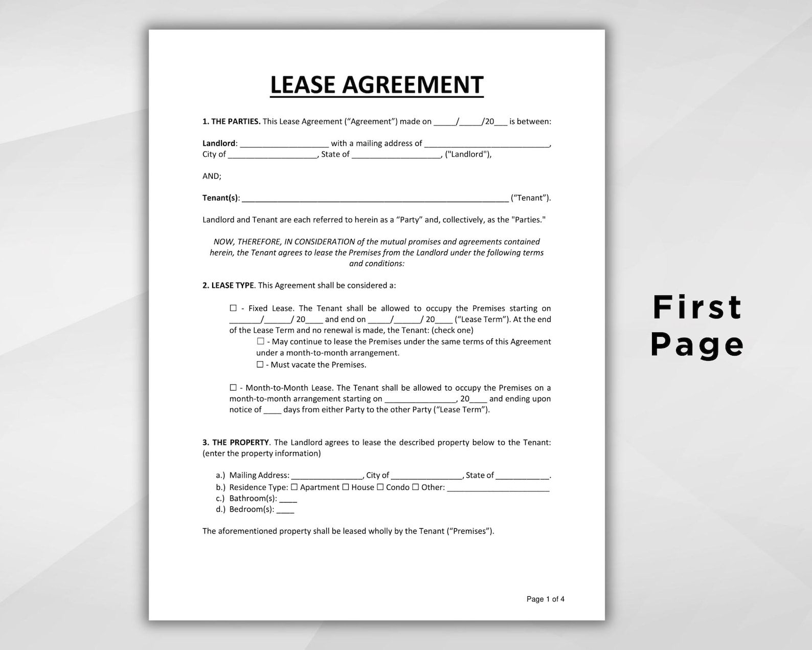 Editable Rental Agreement Template. Printable Lease Agreement ...