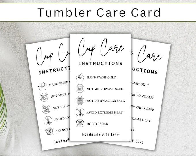 2" White Tumbler Care Stickers, Tumbler Care Label, Custom Tumbler Care ...
