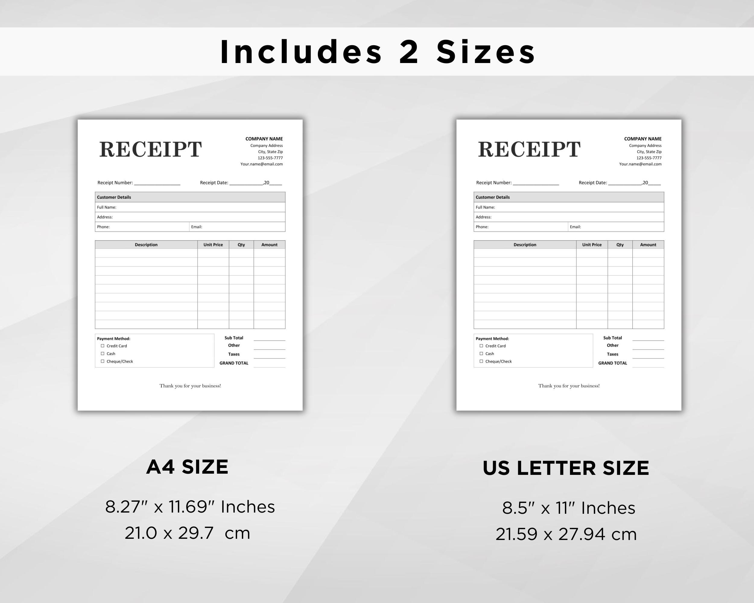 Receipt Template. Small Business Digital Receipt. Receipt Form ...