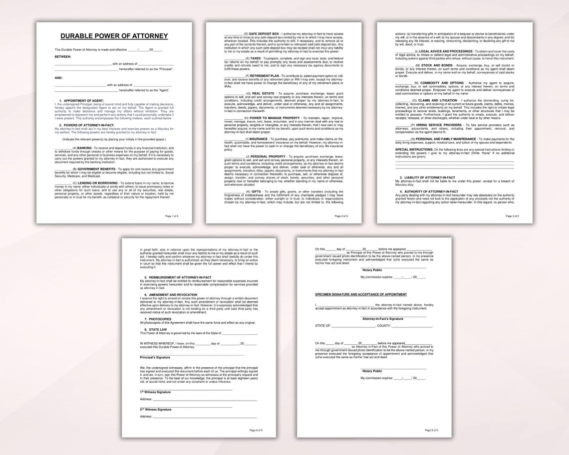 Printable Durable Power of Attorney Template. Durable Power of Attorney ...