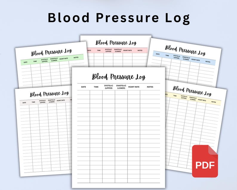 Blood Pressure Log Editable Printable, Blood Pressure Tracker, Medical ...