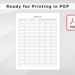 Work Log Printable. Time Sheet Log. Time Tracker. Working Hours Log ...