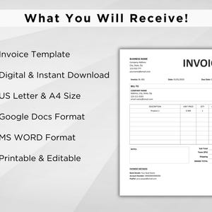 Printable Invoice Template. Business Invoice. Services Invoice. Billing ...