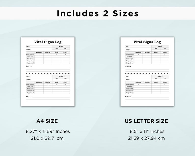 Vital Signs Log. Daily Vital Signs Tracker for Nurse. Vital Sign Sheet ...