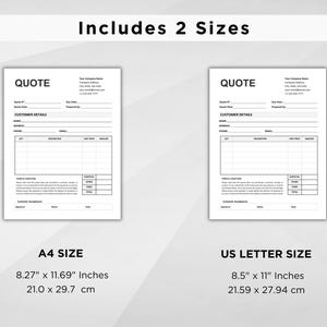 Printable Quote Template. Quote Form. Job Proposal. Price Estimate for ...