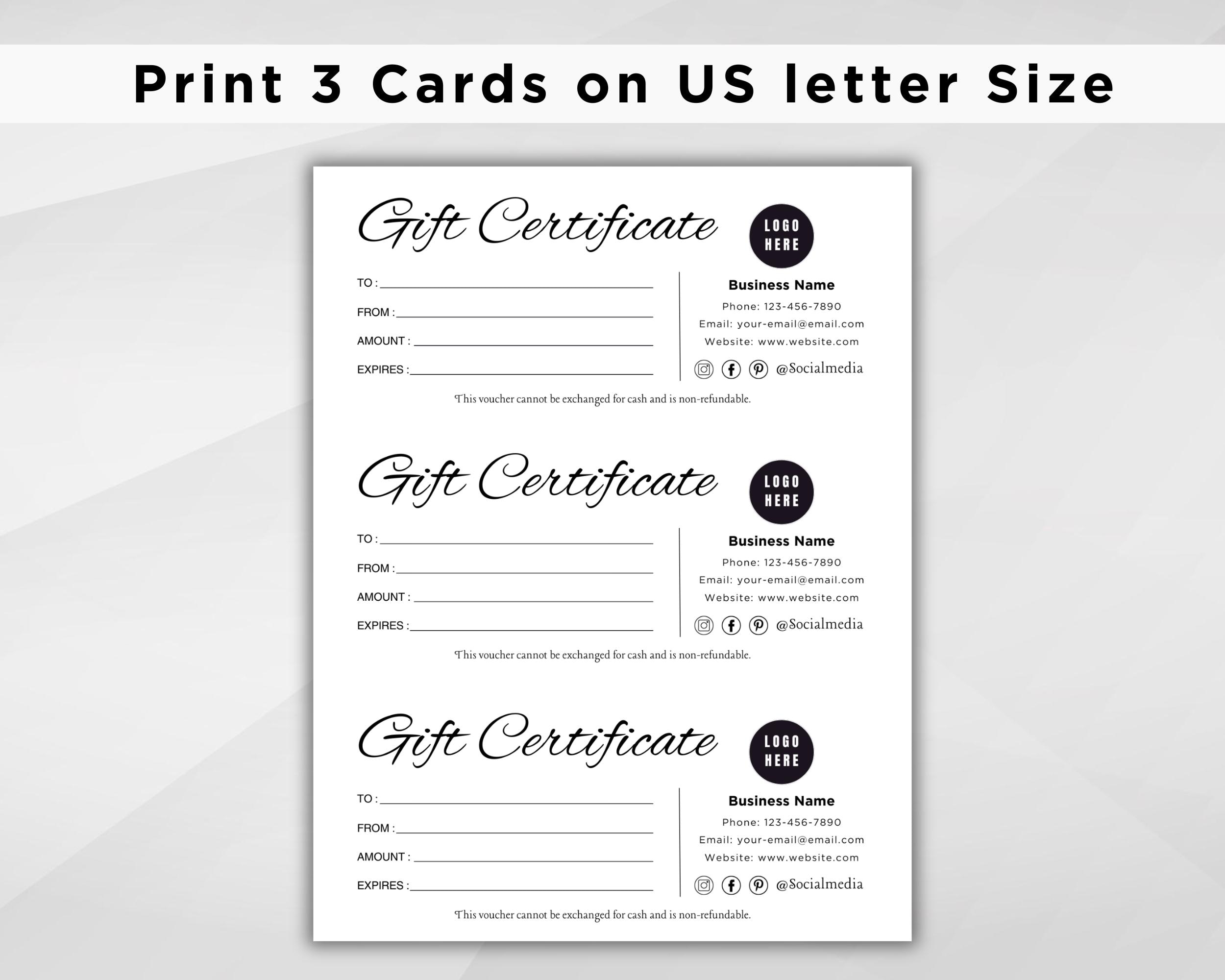 Editable Gift Certificate Template | Printable Gift Voucher | DIY Gift ...