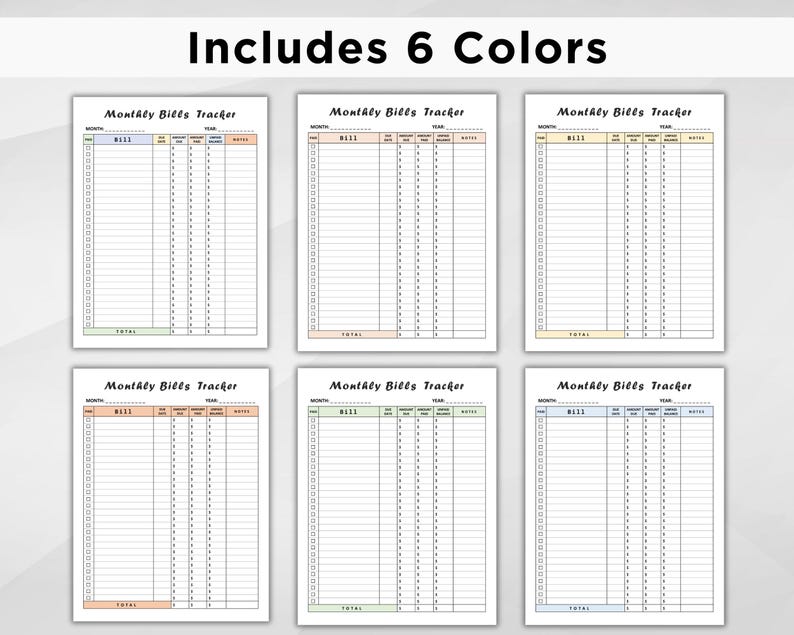 Monthly Bill Payment Tracker Printable | Bill Organizer PDF | Budget ...