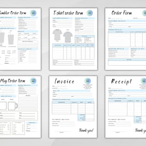 Small Business Bundle. Printable Forms for Crafters. T-shirt Order Form ...