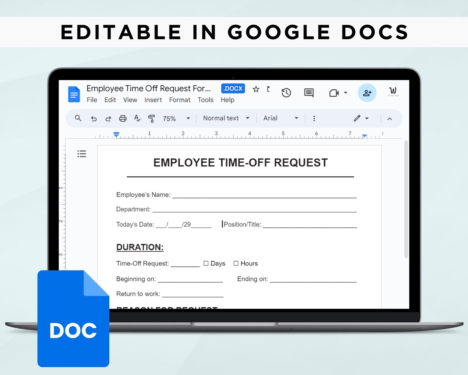 Editable Employee Time-off Request Template. Printable Vacation Request ...